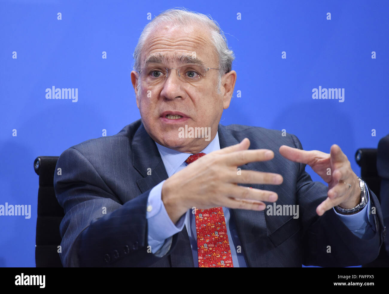 Angel Gurria, General Secretary of OECD, during a press conference at ...