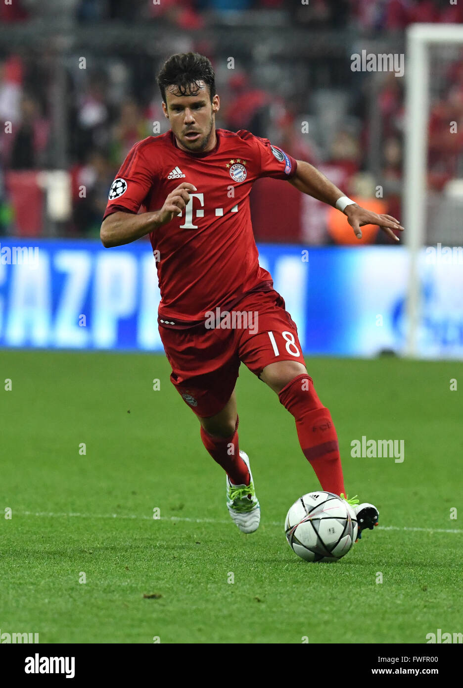 Munich's Juan Bernat in action during the Champions League quarter ...