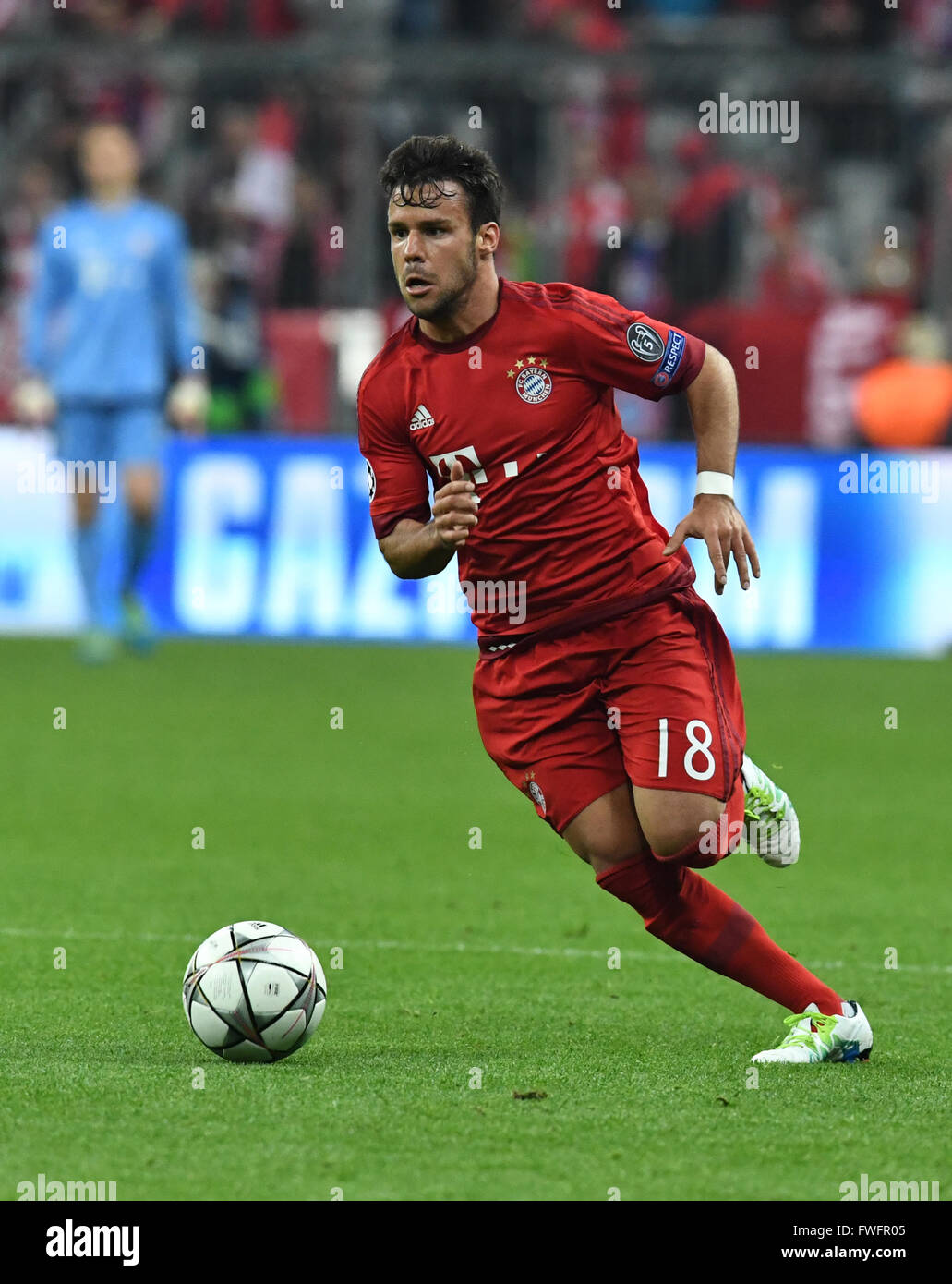 Munich's Juan Bernat in action during the Champions League quarter ...
