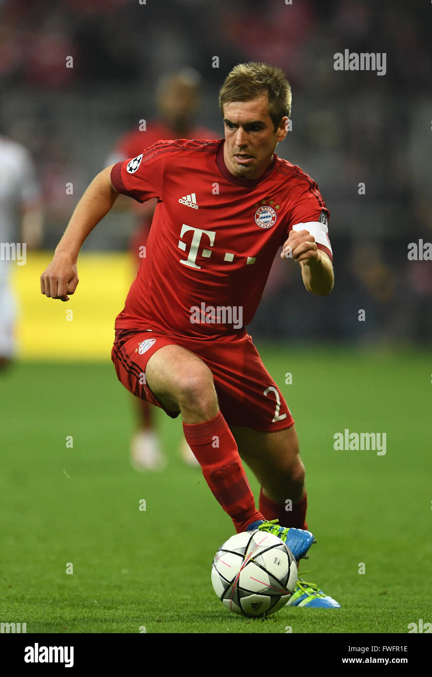 Munich, Germany. 5th Apr, 2016. Munich's Philipp Lahm in action during ...
