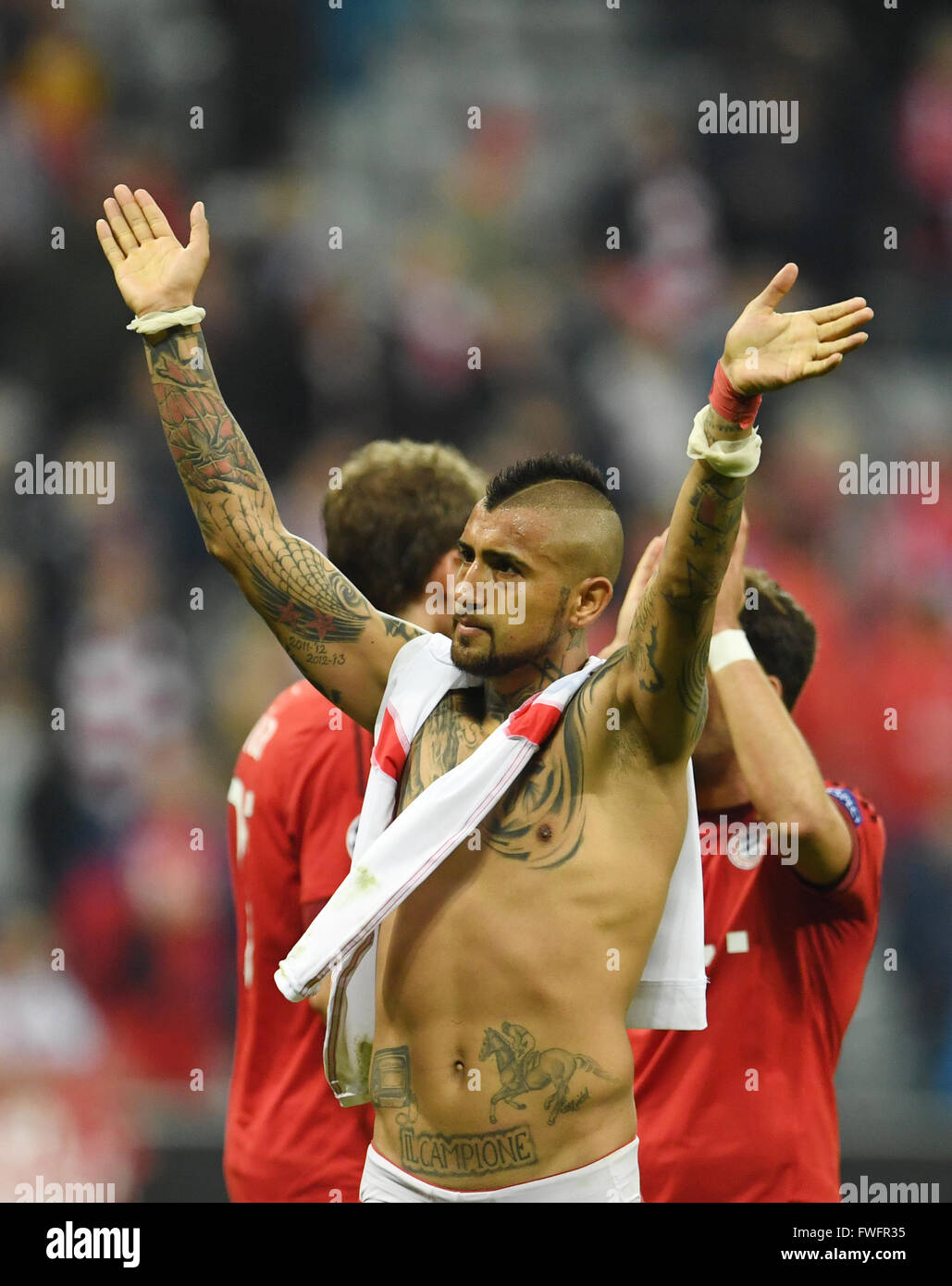 Munich's Arturo Vidal after the Champions League quarter finals first ...