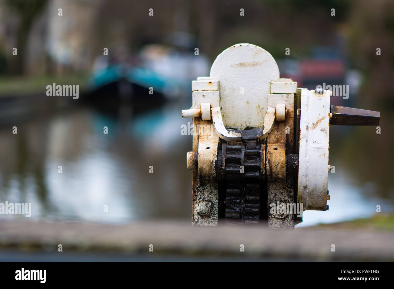 Gear mechanism for canal lock. A mechanism for opening a lock gate on ...