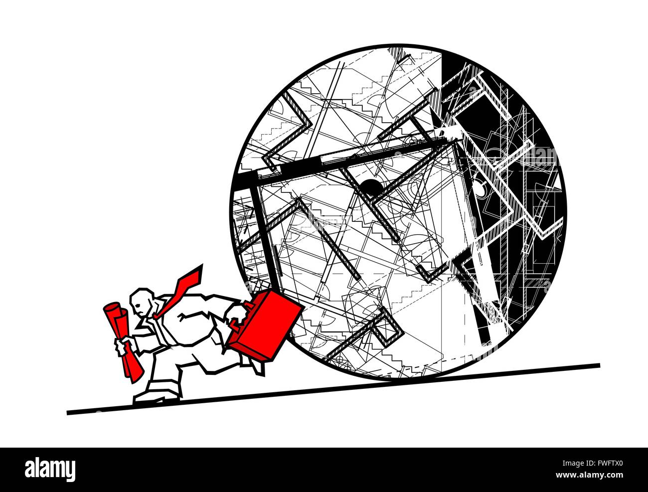 architect espacing from a rolling project ball Stock Vector Image & Art ...