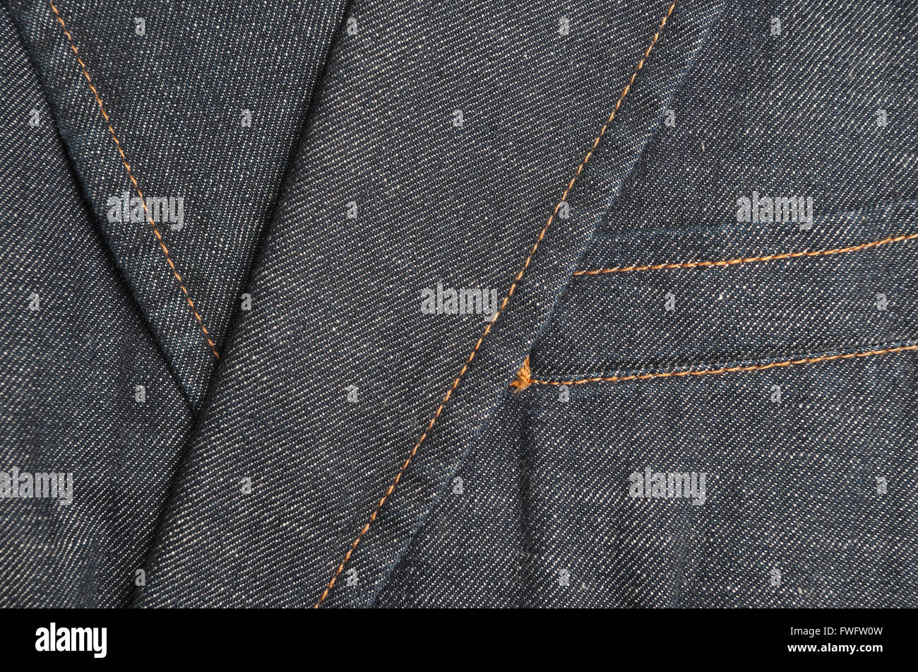 Lapel detail of a classic denim blazer jacket. Fashion, textures and ...