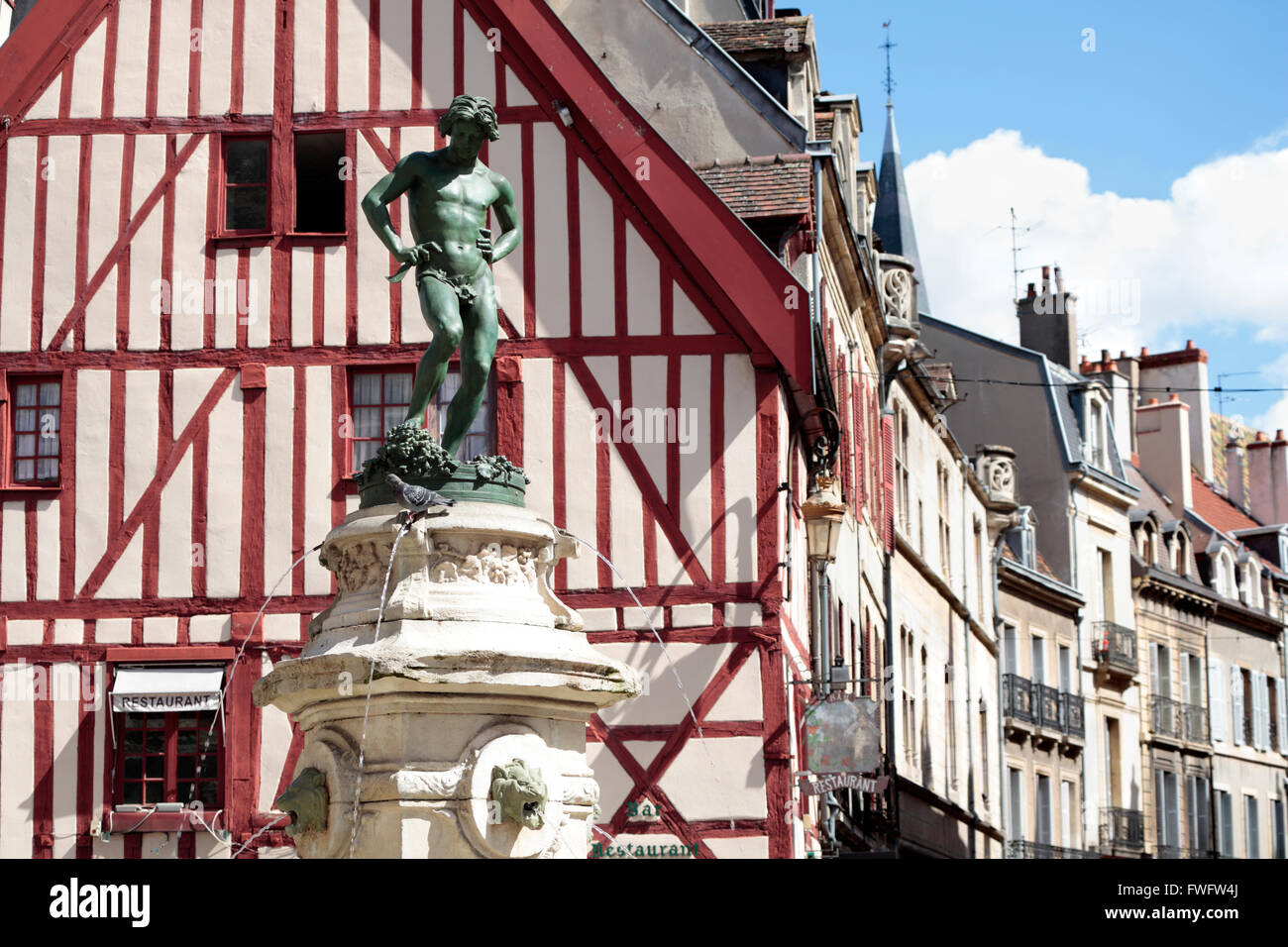 View of the historic city square in Dijon, Burgundy, France, with ...