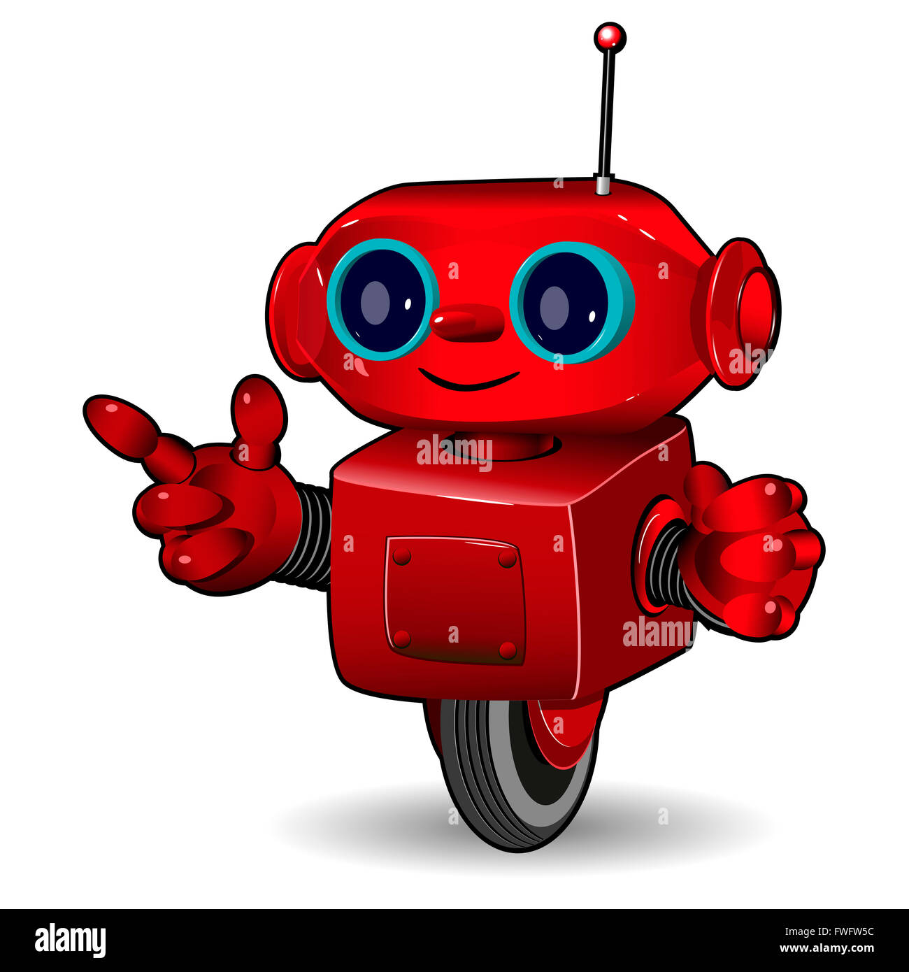 Illustration the red robot on the wheel Stock Photo - Alamy