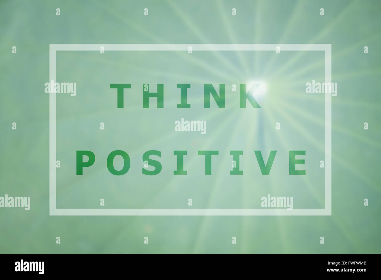 Think positive word inspirational quote on green leaf background Stock ...