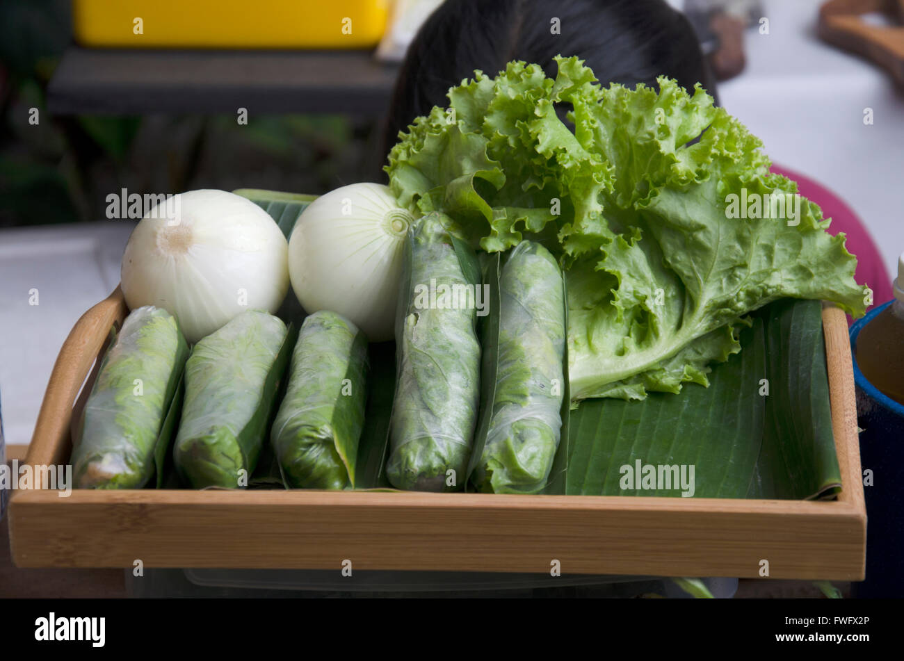 Fresh Vegetable Rice Sheet Rolls Stock Photo - Alamy