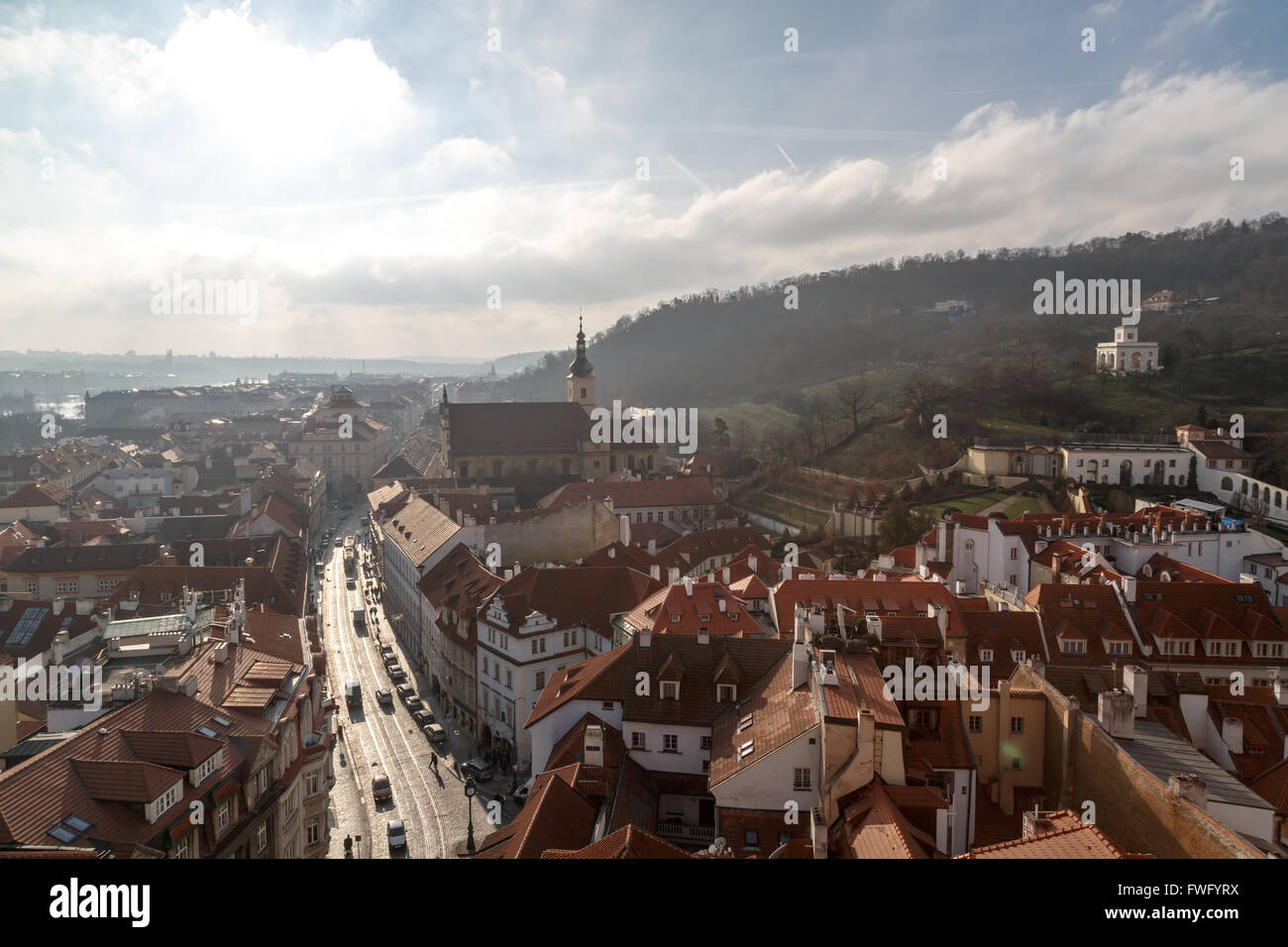 PRAGUE, CZECH REPUBLIC - DECEMBER 31, 2015 : General top view of Prague ...