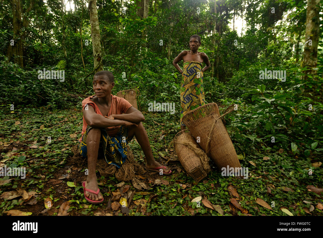 Bayaka Pygmies in the equatorial rainforest, Central African Republic ...
