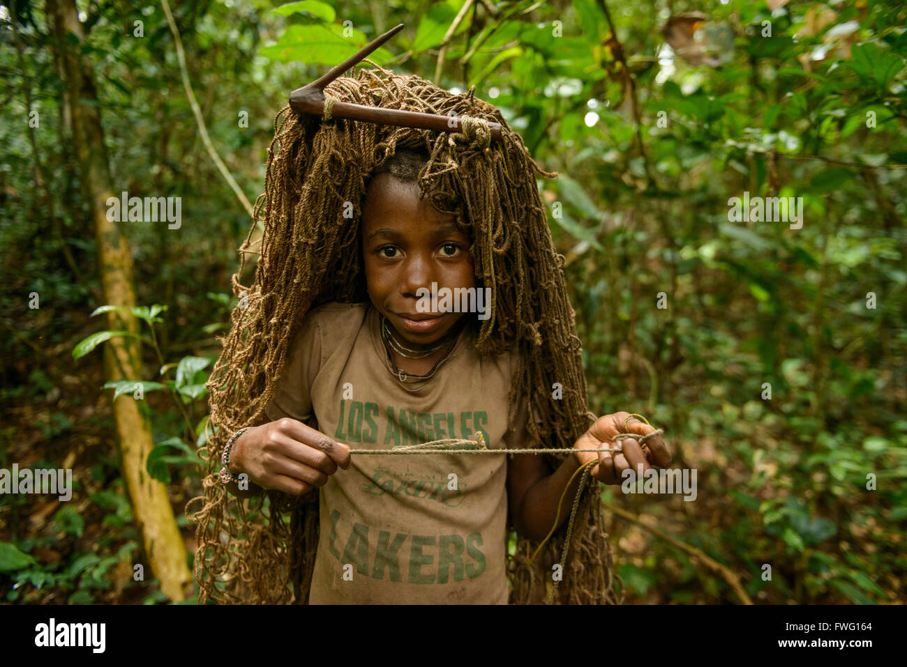 Bayaka Pygmies in the equatorial rainforest, Central African Republic ...
