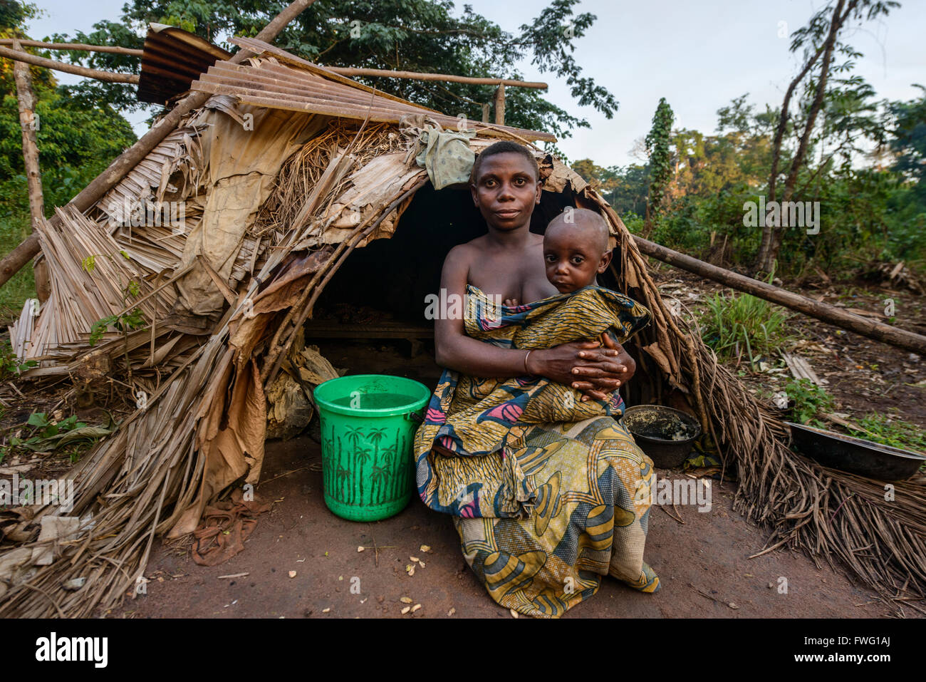Bayaka Pygmies in the equatorial rainforest, Central African Republic ...