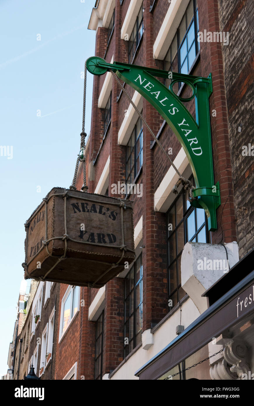 A small decorative crane outside the Neal's Yard retail store, London ...