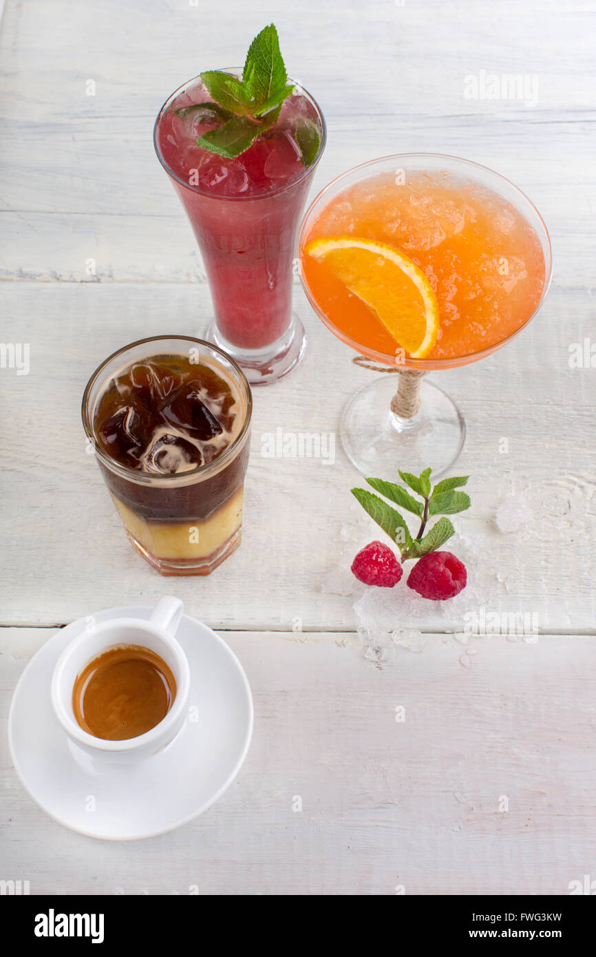 Assortment of different drinks Stock Photo - Alamy