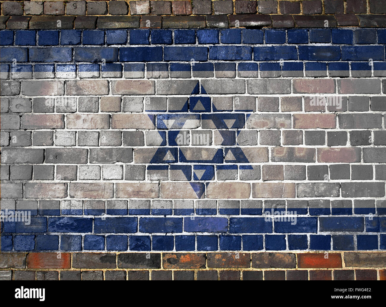 Israel flag on an old brick wall Stock Photo - Alamy