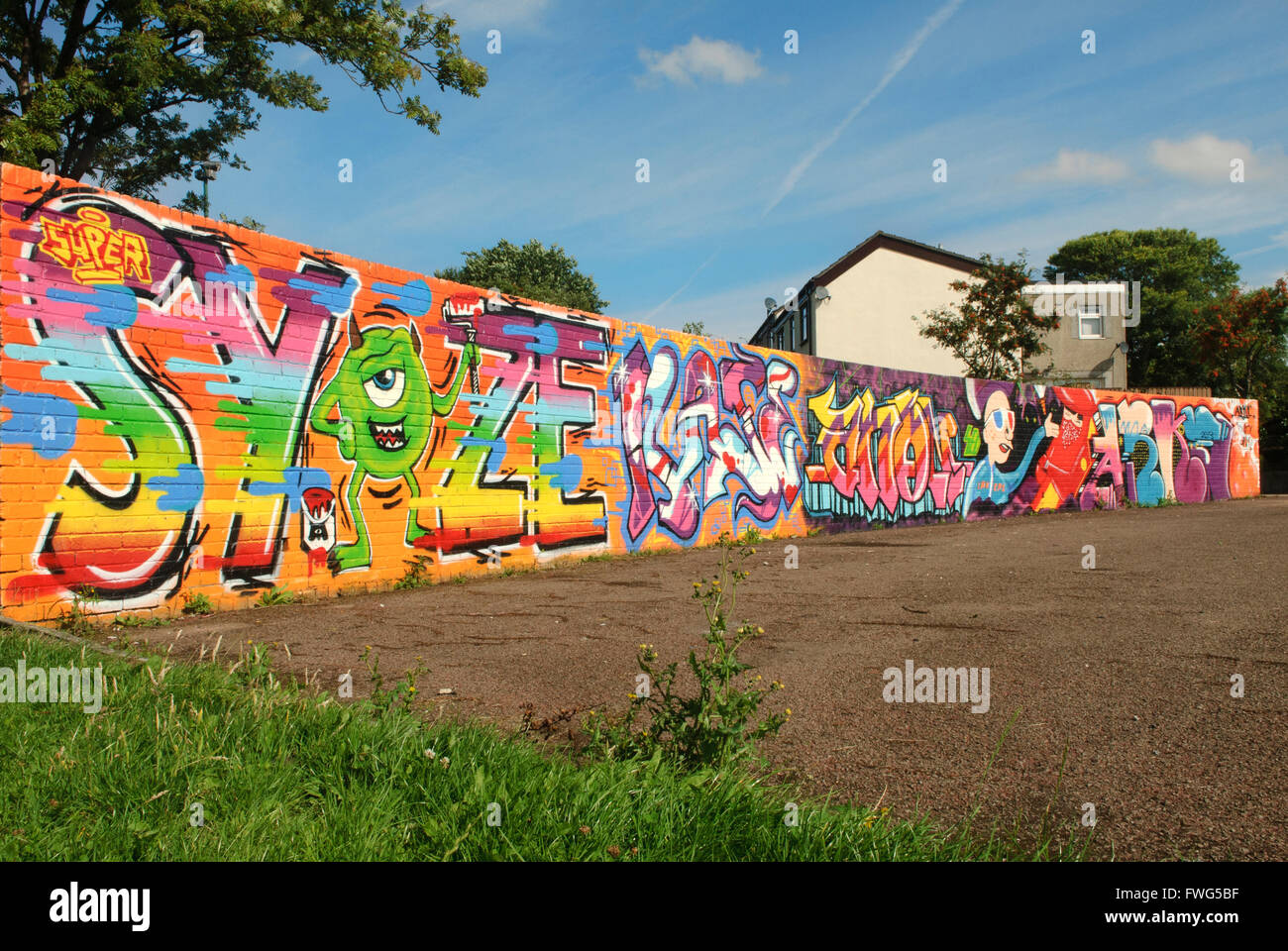 Colourful graffiti as part of modern urban culture in Skelmersdale ...