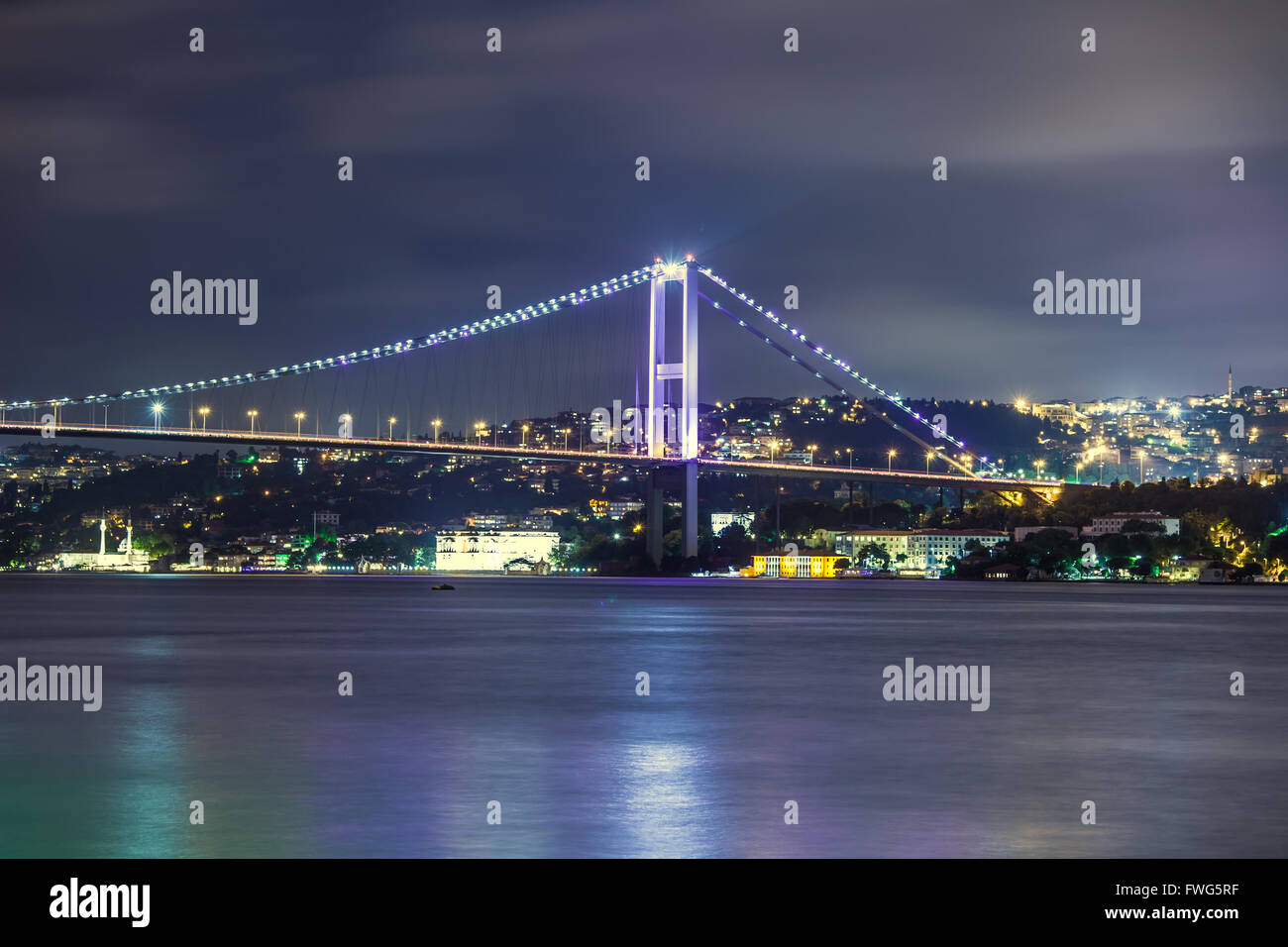 Bosphorus Bridge at night, Istanbul Stock Photo - Alamy