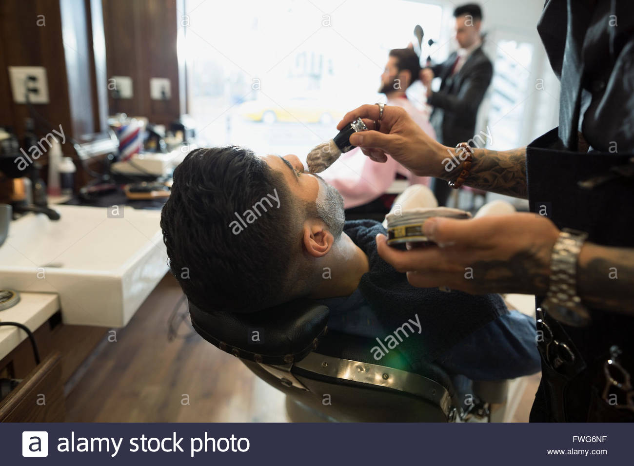 Shaving with brush hi-res stock photography and images - Alamy