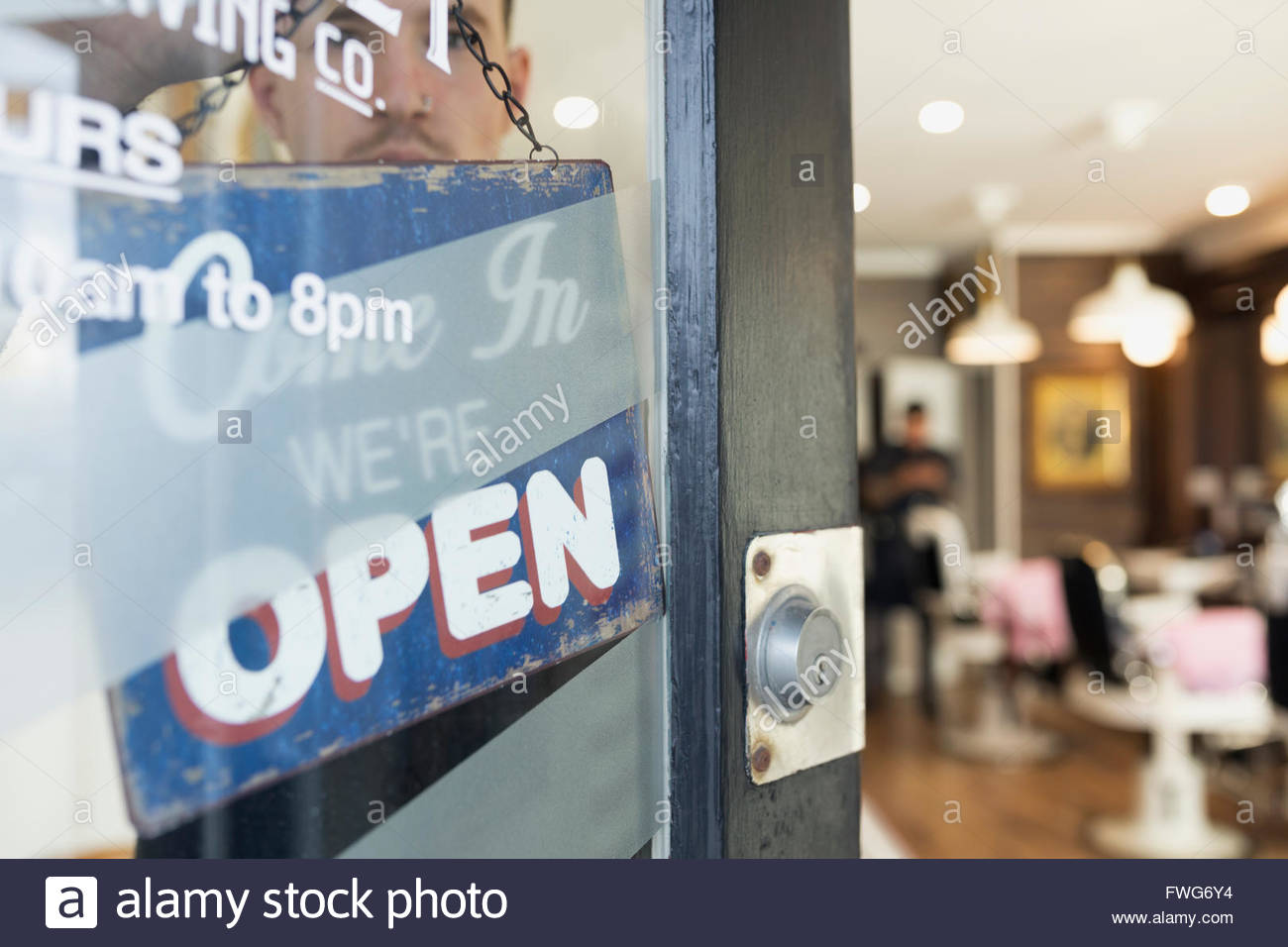 Entrance to barber shop hi-res stock photography and images - Alamy