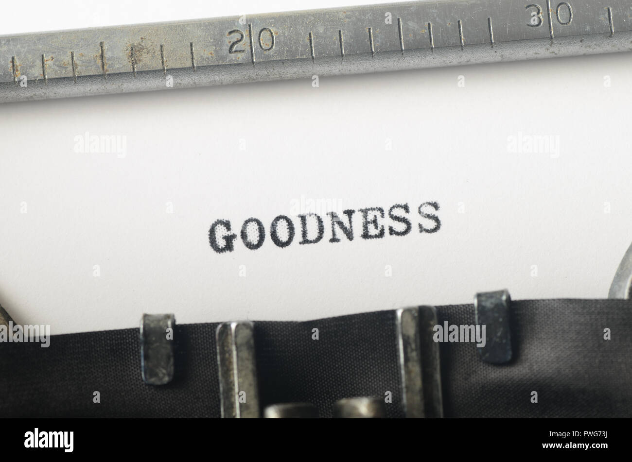 word goodness typed on old typewriter Stock Photo - Alamy
