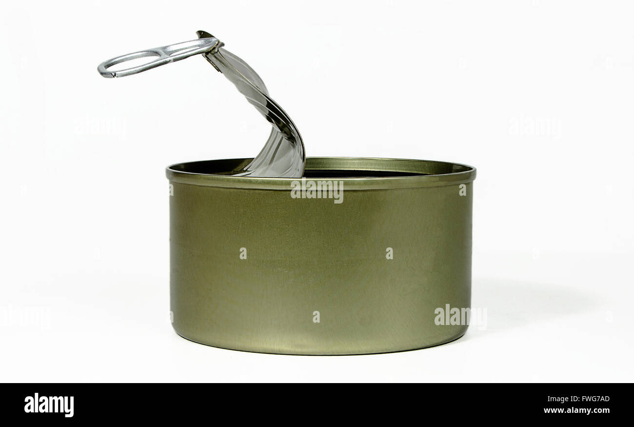 Empty tin can.Empty can that are already open.On a white background ...