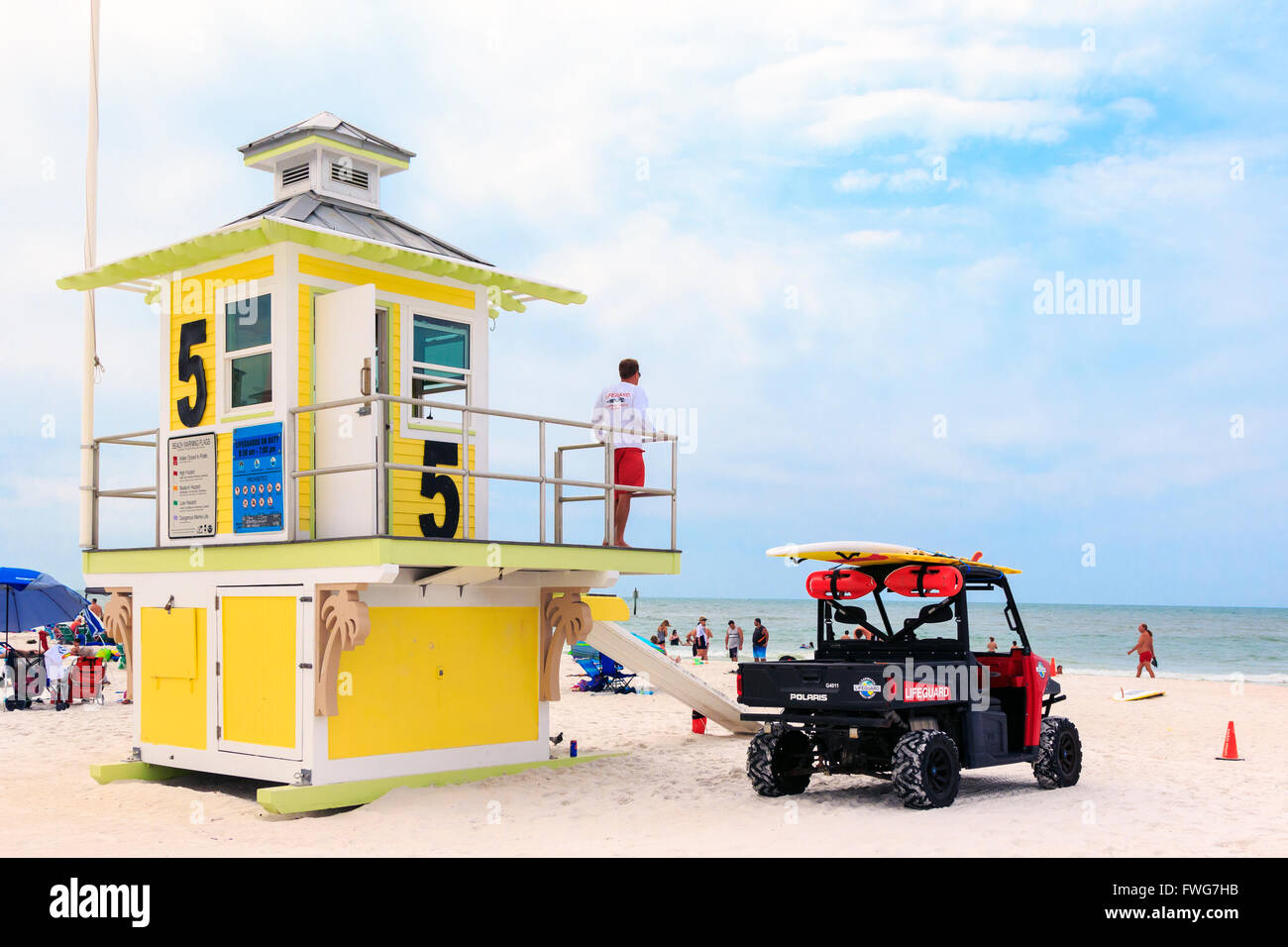 Lifeguard safety station, Clearwater beach, Florida, America, USA Stock ...