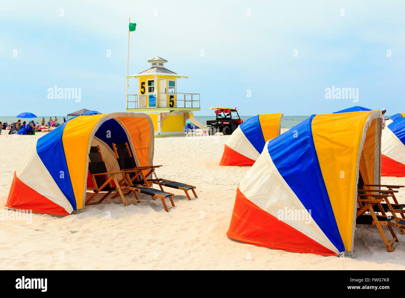 Cabanas and windbreaks on the beach at Clearwater, Florida, America, UK ...
