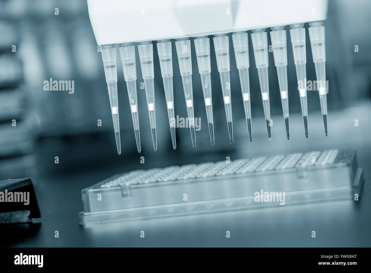 Multipipette in a laboratory Stock Photo - Alamy