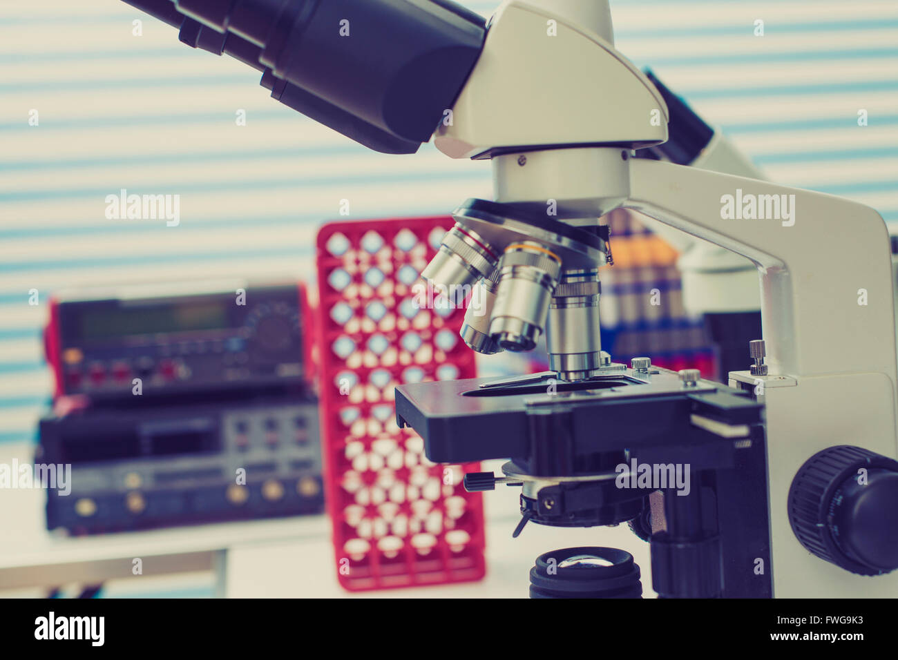 Microscope in medical laboratory Stock Photo - Alamy