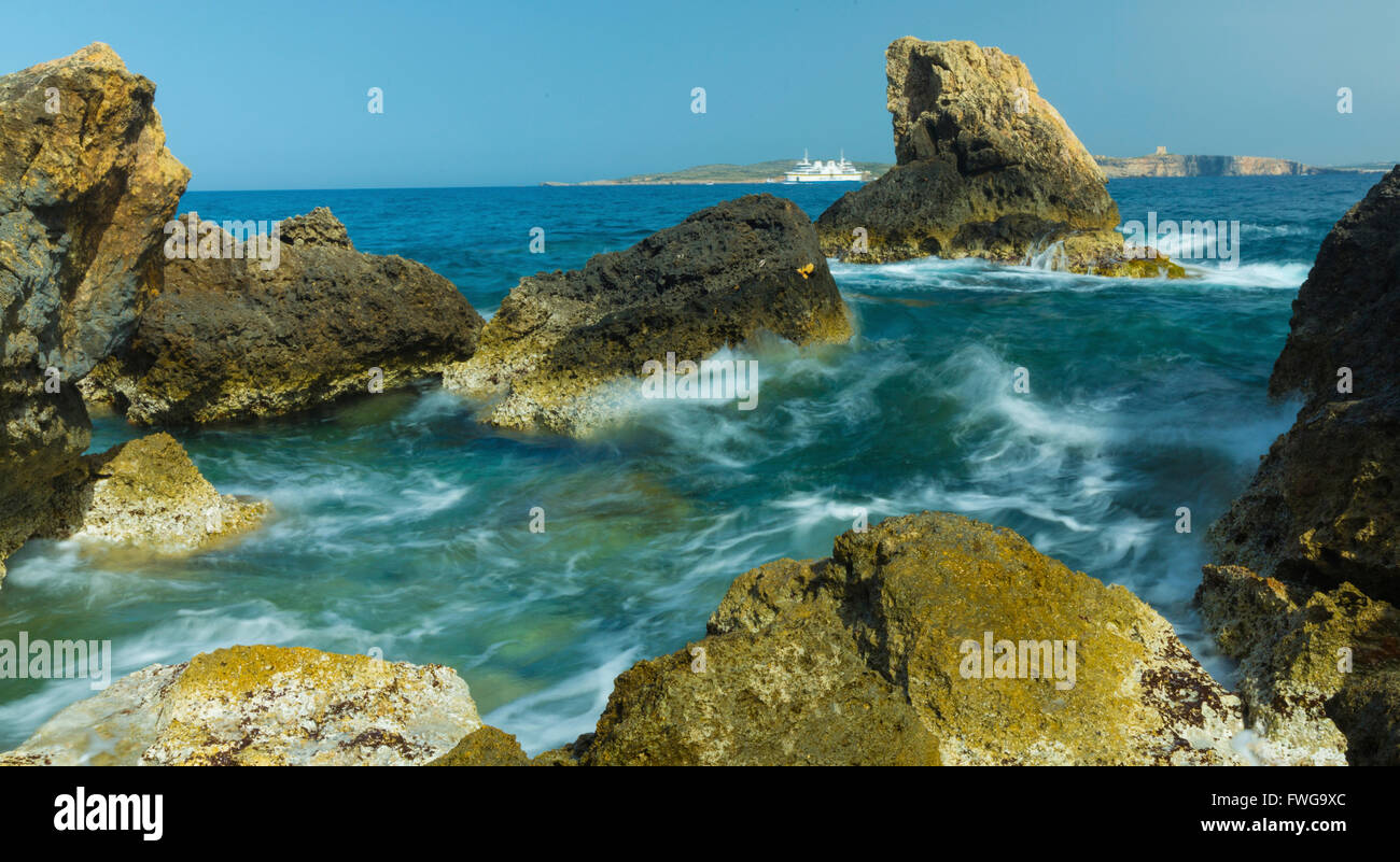 Rocks in the sea, Gozo, Malta Stock Photo - Alamy