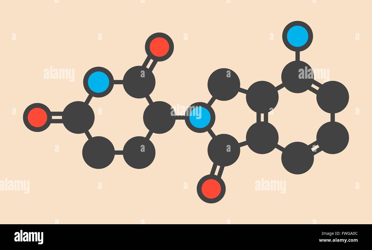 Lenalidomide multiple myeloma drug molecule Stylized skeletal formula ...