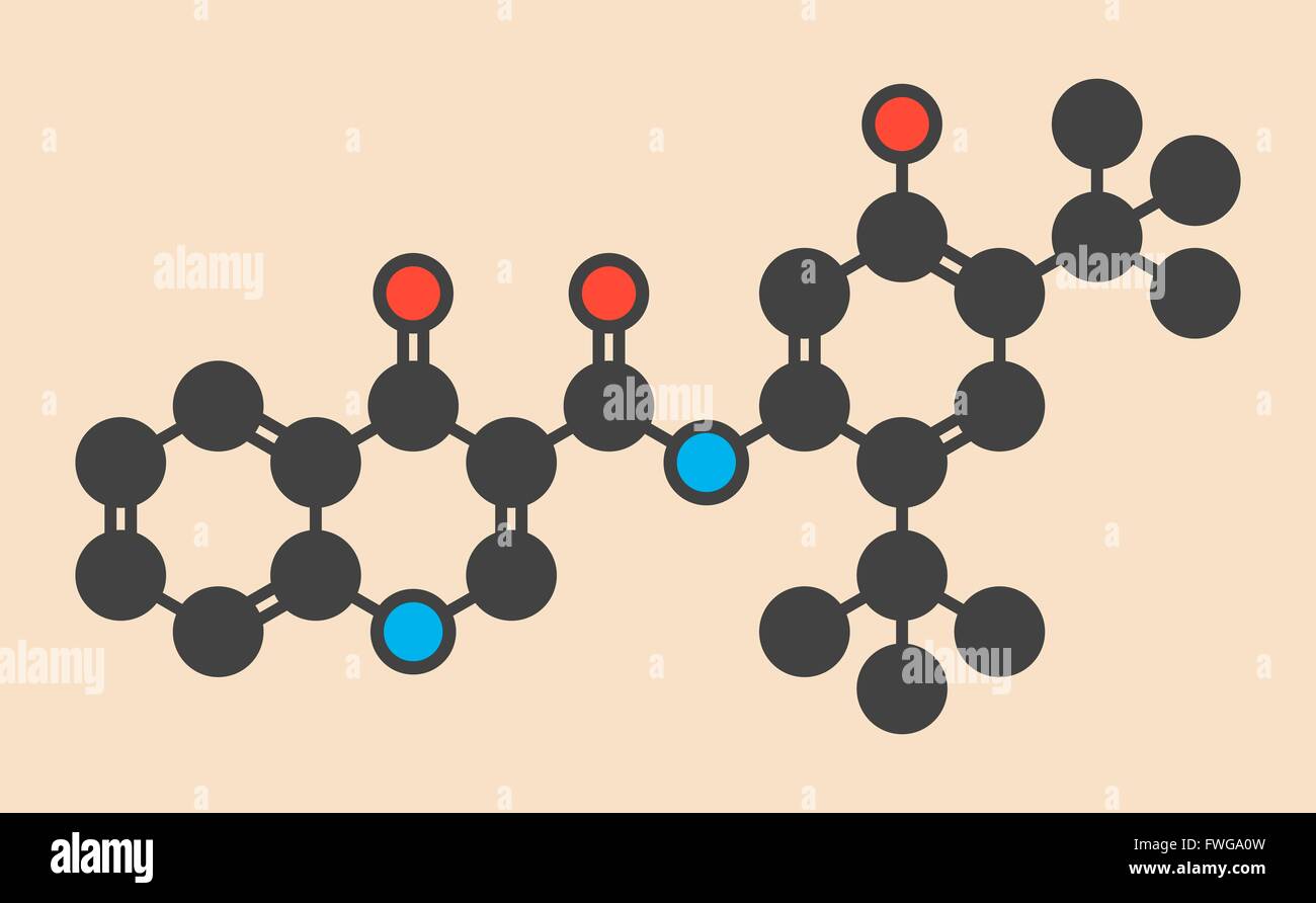 Ivacaftor cystic fibrosis drug molecule Stylized skeletal formula ...