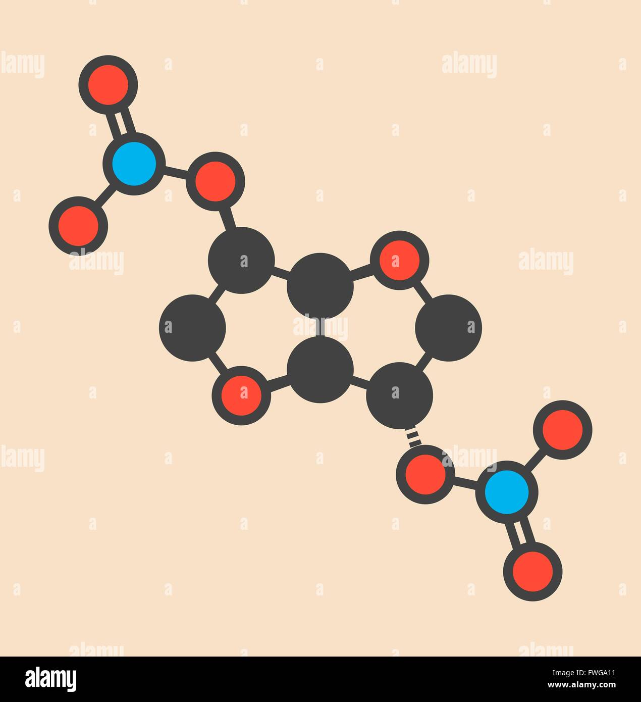 Isosorbide dinitrate (ISDN) vasodilator drug molecule Used in treatment ... Isosorbide dinitrate (ISDN) vasodilator drug molecule Used in treatment ...