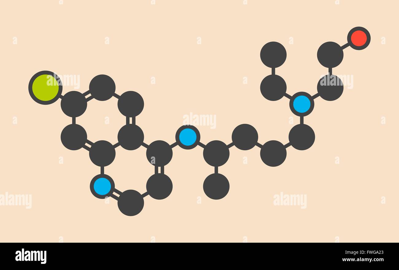 Hydroxychloroquine malaria drug molecule Stylized skeletal formula ...
