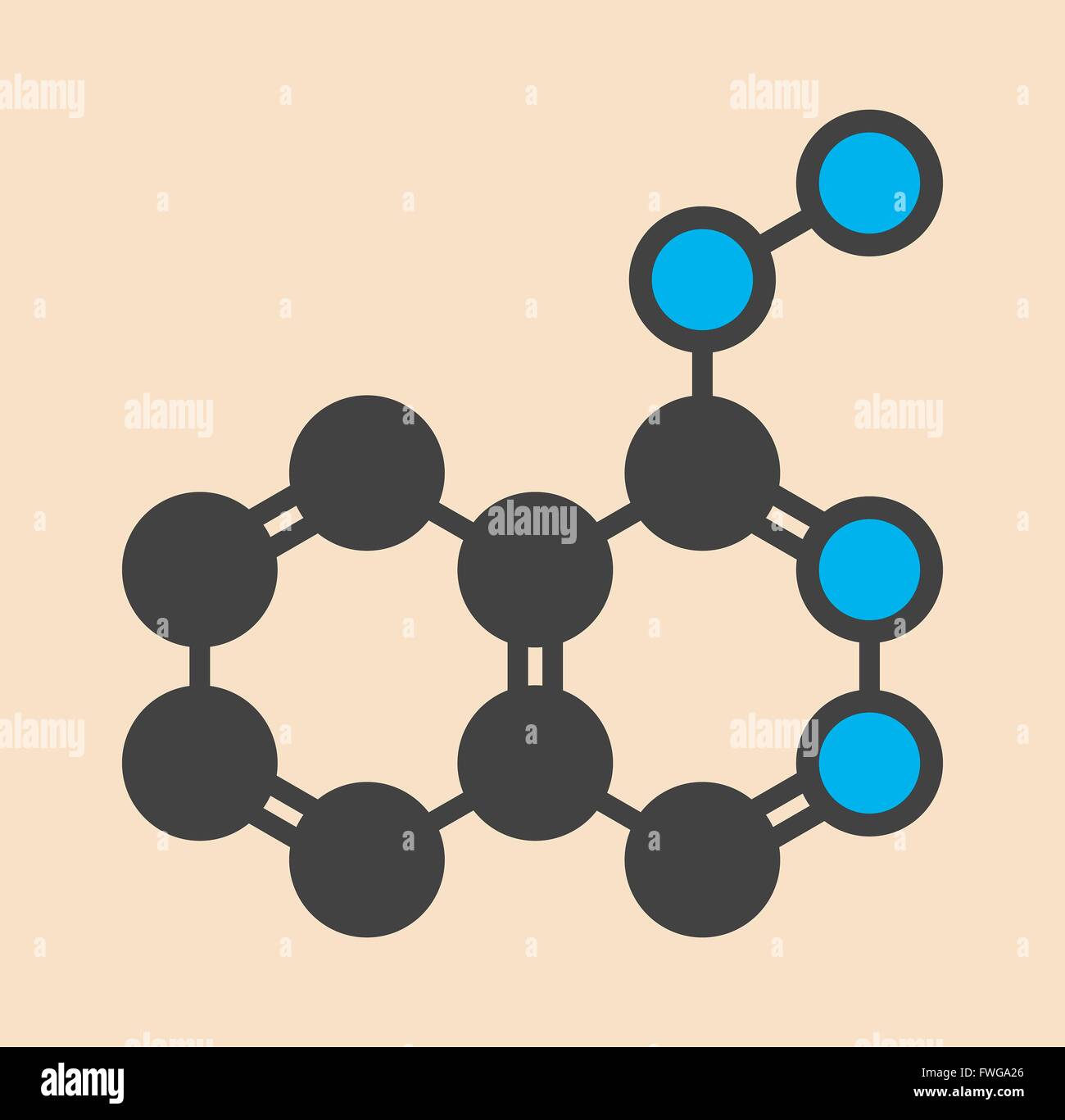 Hydralazine (apresoline) hypertension drug molecule Stylized skeletal ...