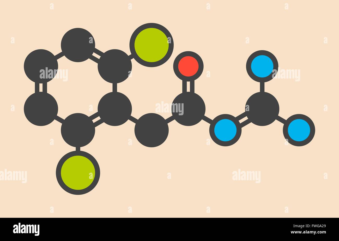 Guanfacine ADHD drug molecule Stylized skeletal formula (chemical ...