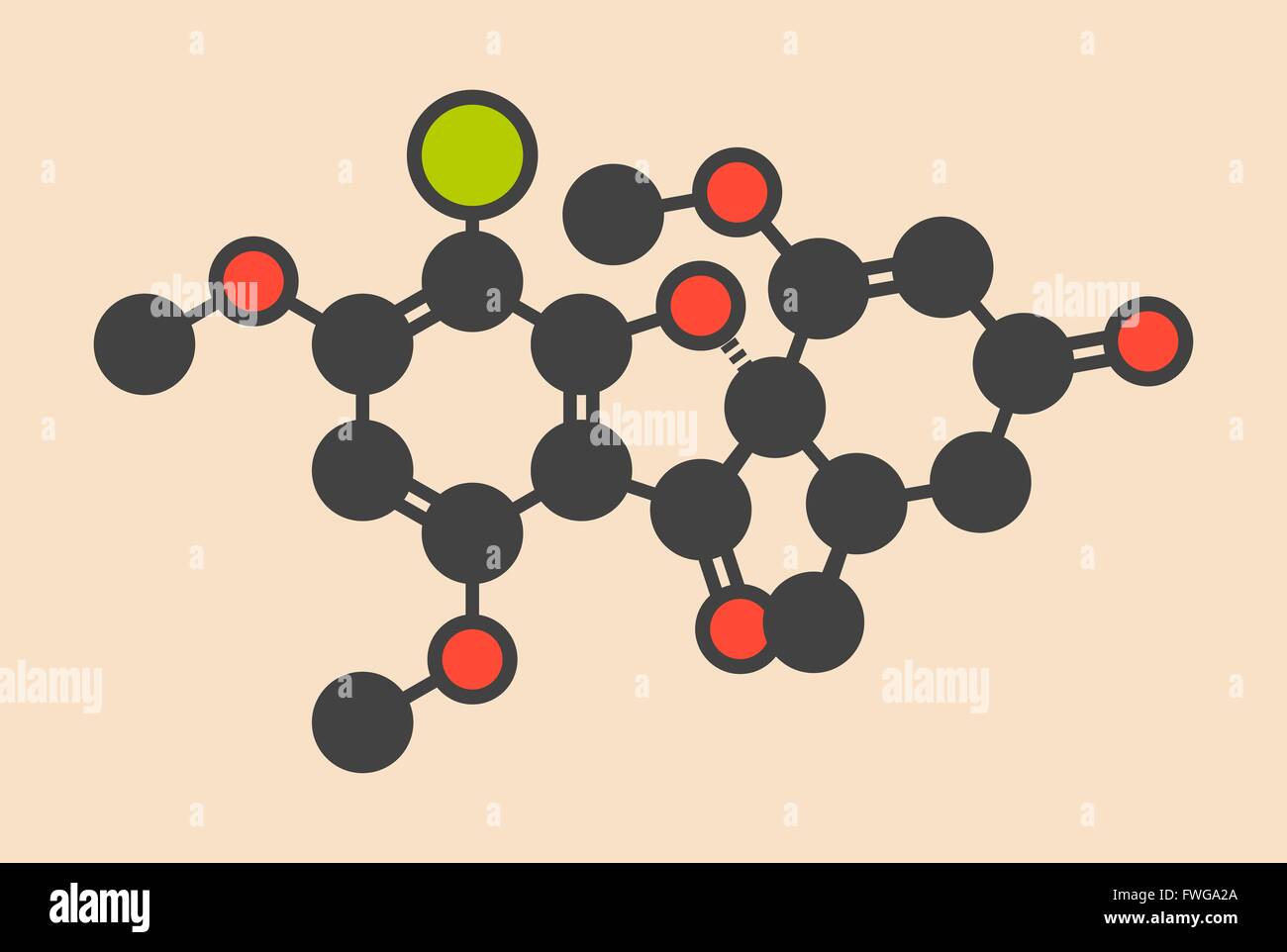 Griseofulvin antimycotic drug molecule Used to treat fungal infections ...