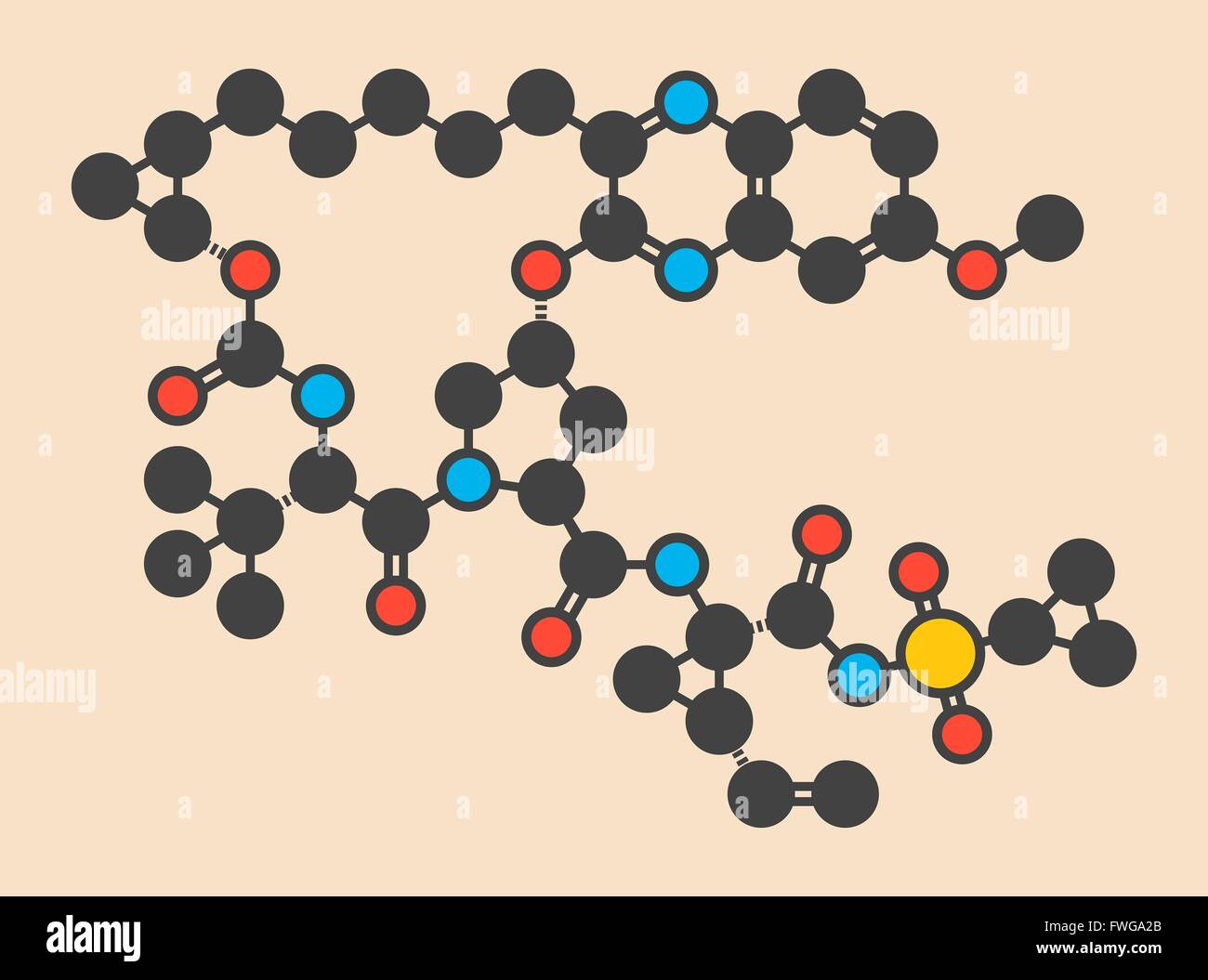 Grazoprevir hepatitis C virus drug molecule (protease inhibitor ...