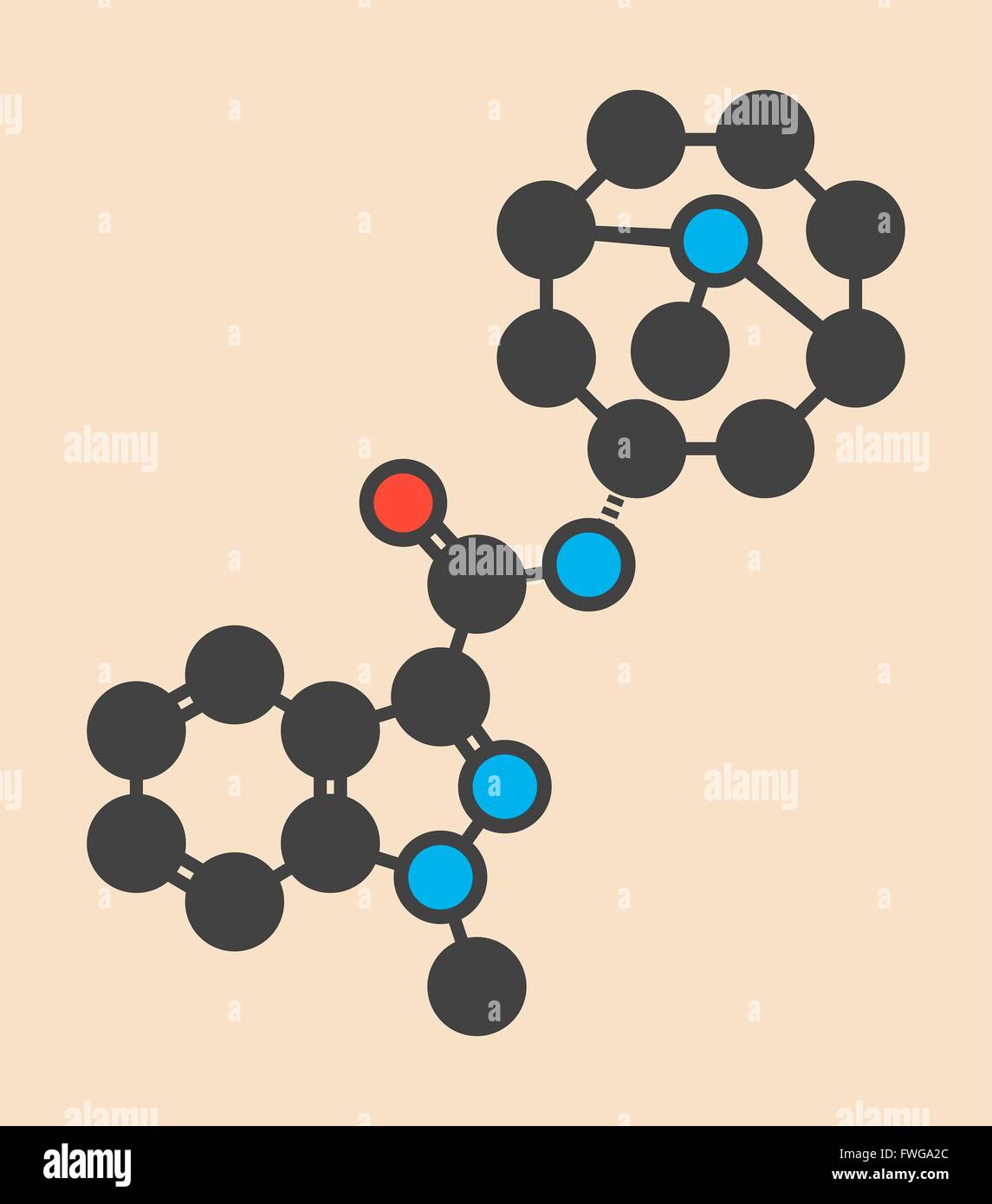 Granisetron nausea and vomiting drug molecule Stylized skeletal formula ...