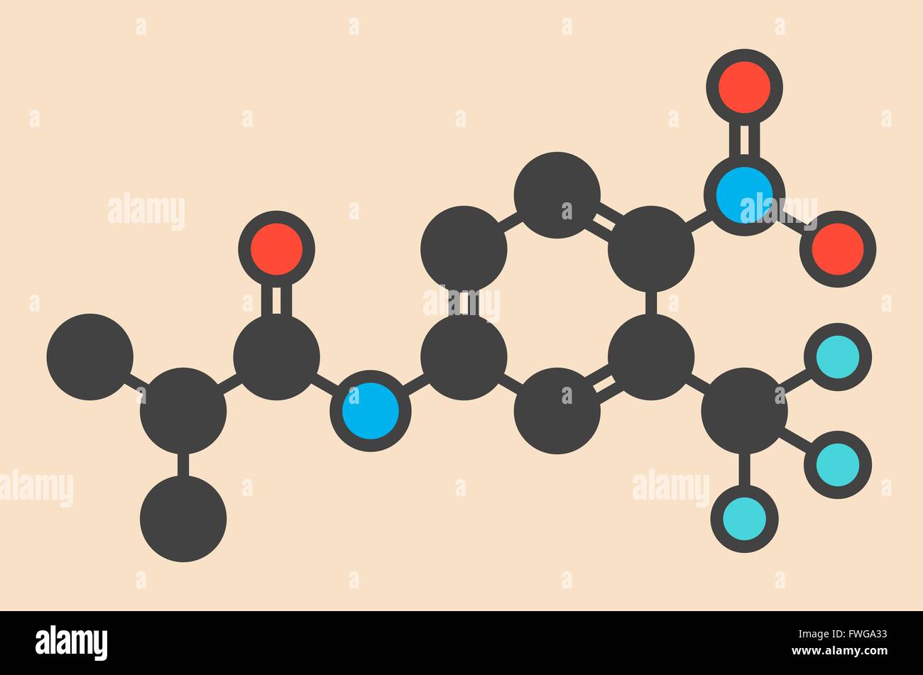 Flutamide prostate cancer drug (anti-androgen) molecule Stylized ...