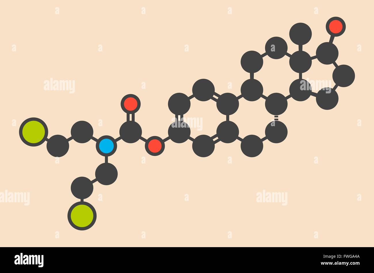Estramustine prostate cancer chemotherapy drug molecule Stylized ...