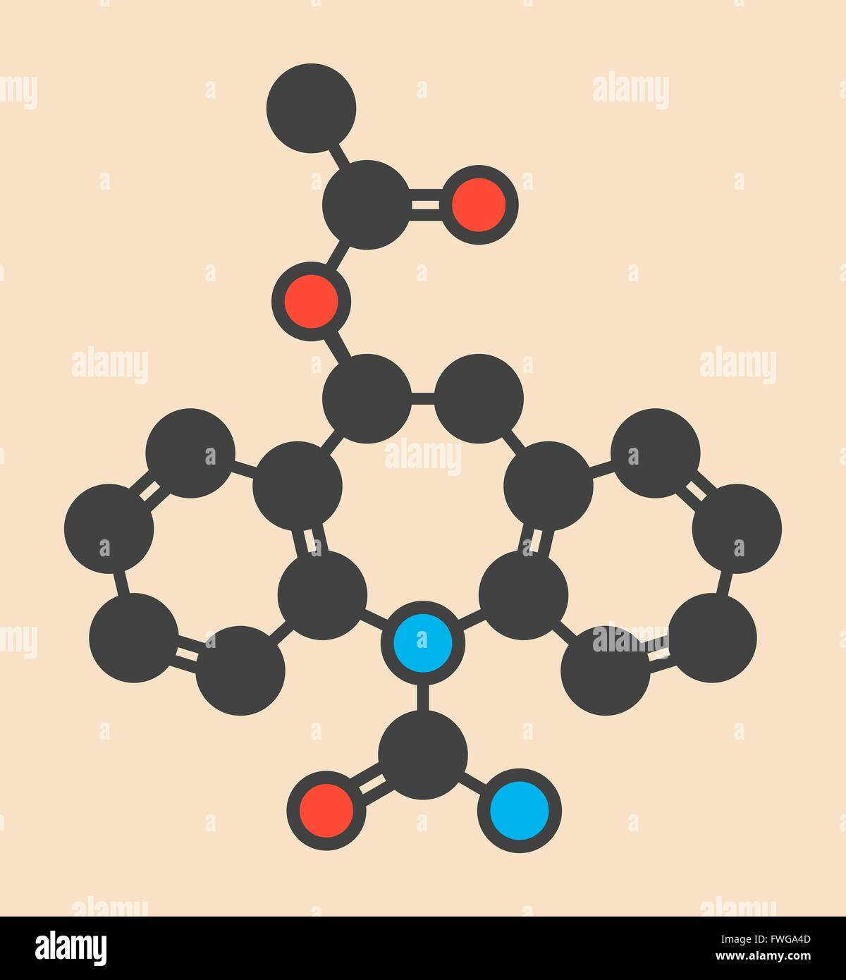 Eslicarbazepine acetate epilepsy drug molecule Stylized skeletal ...