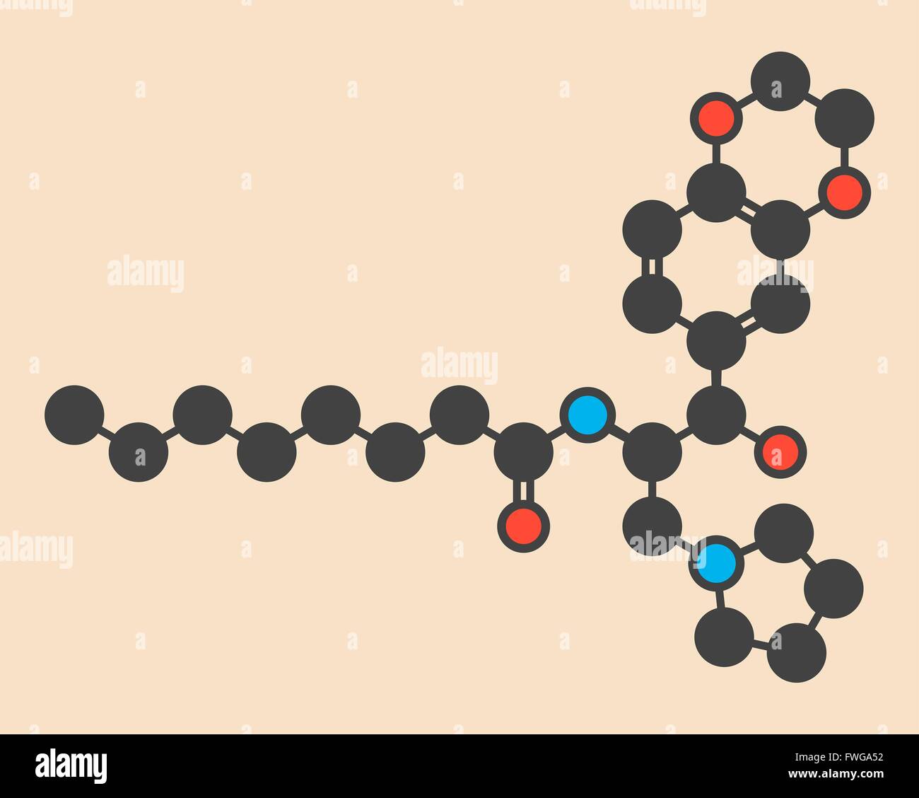 Eliglustat Gaucher's disease drug molecule Stylized skeletal formula ...