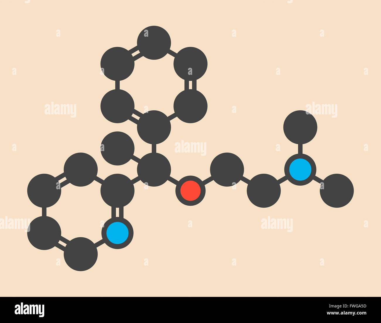 Doxylamine antihistamine drug molecule Also used as over-the-counter ...