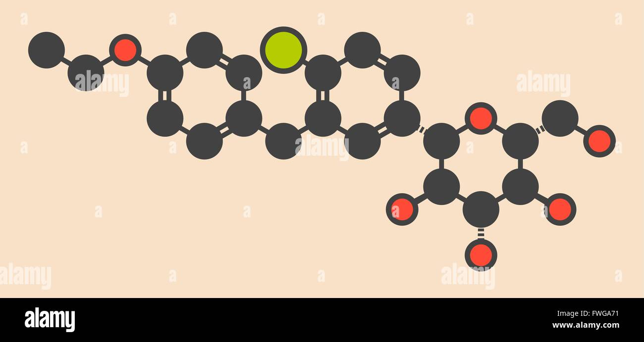Dapagliflozin diabetes drug molecule Inhibitor of sodium-glucose ...
