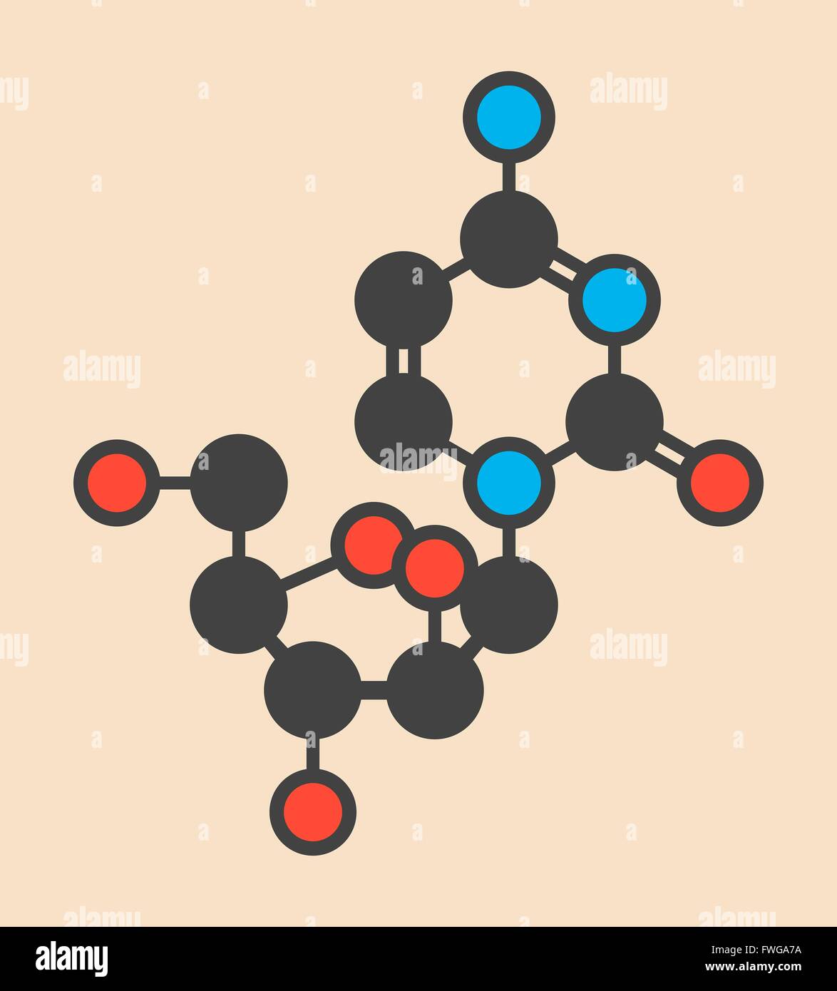 Cytarabine (cytosine arabinoside Ara-C) chemotherapy drug molecule Used ...