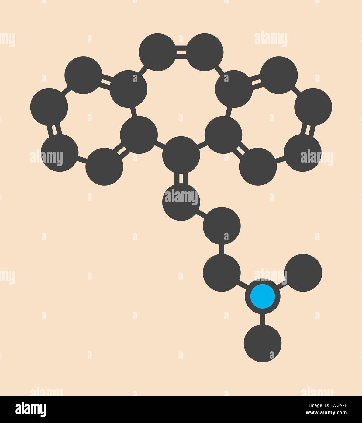Cyclobenzaprine muscle spasm drug molecule Stylized skeletal formula ...