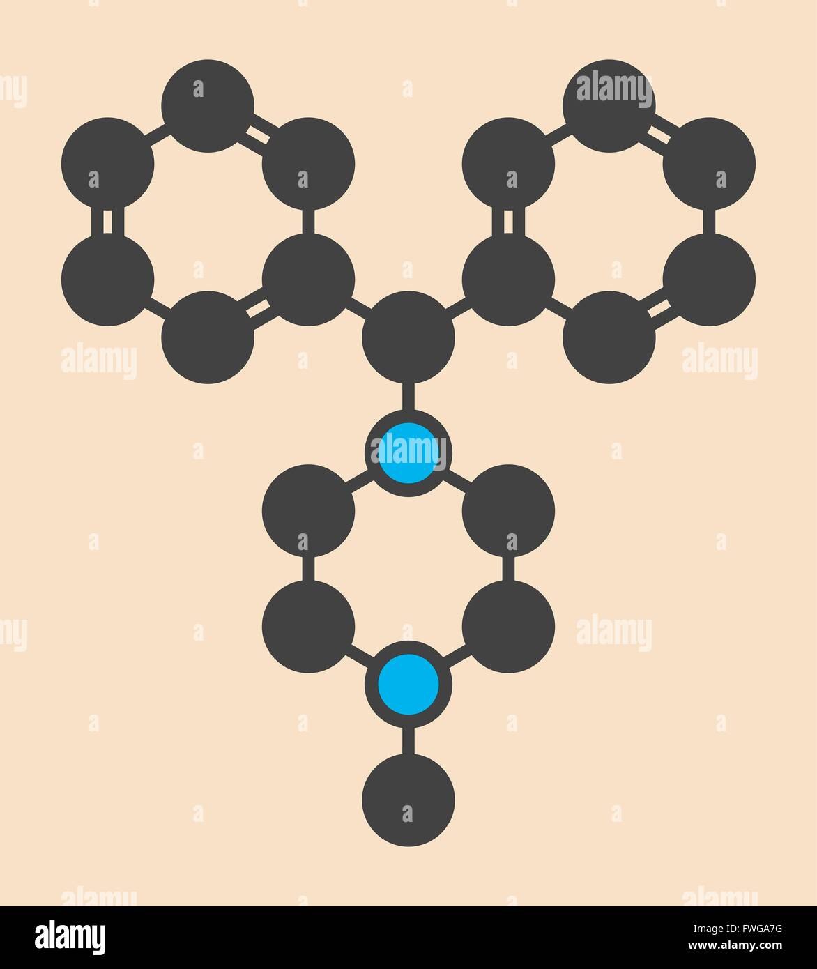 Cyclizine antiemetic drug molecule Antihistamine used to treat nausea ...