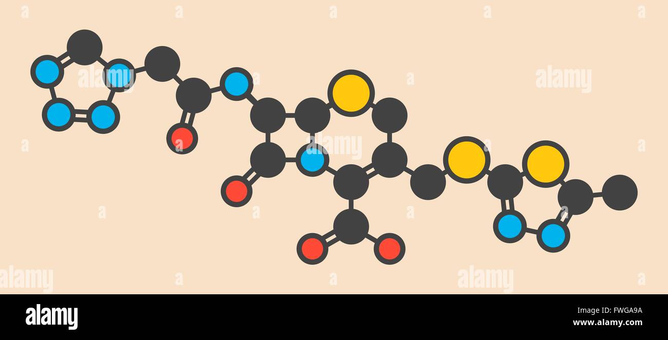 Cefazolin antibiotic drug molecule (cephalosporin first generation ...