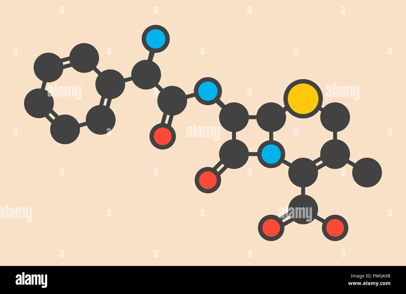 Cefalexin antibiotic drug molecule (cephalosporin first generation ...